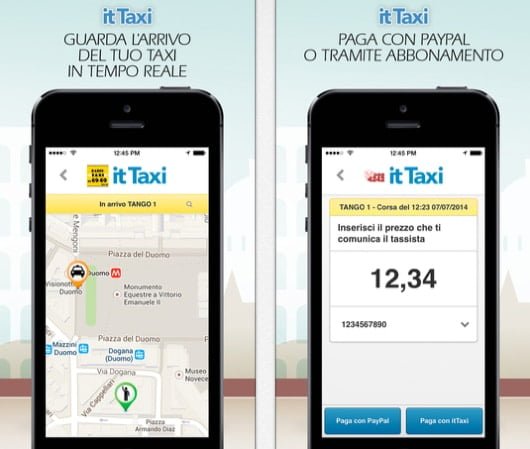 itTaxi, l'app per chiamare un taxi e pagarlo con Paypal